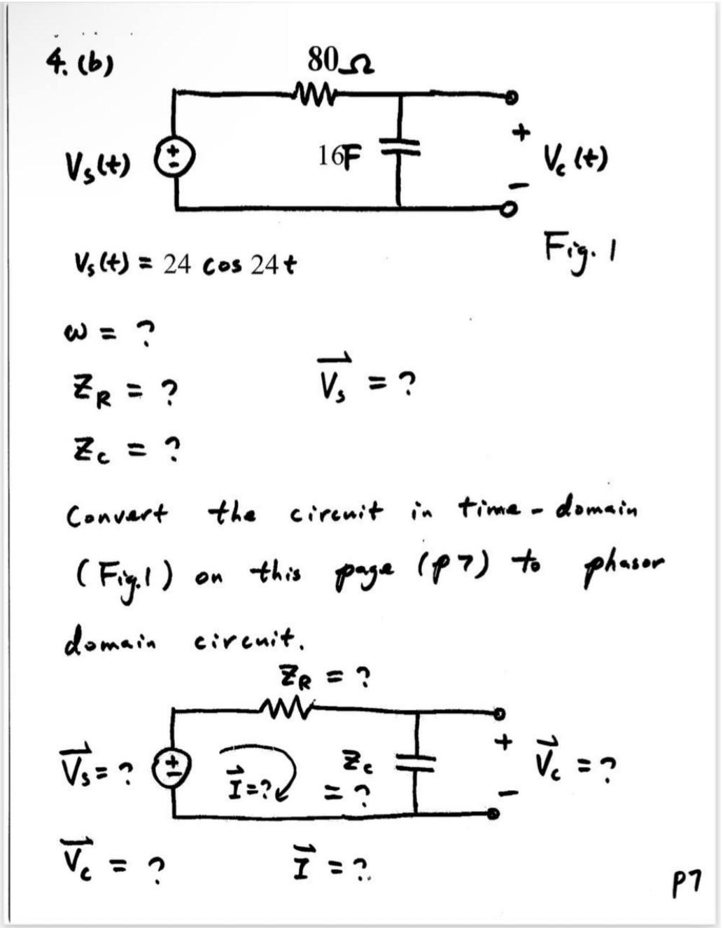 Solved w=?zR=?zc=?Vs=? Convert the circuit in time-domain | Chegg.com
