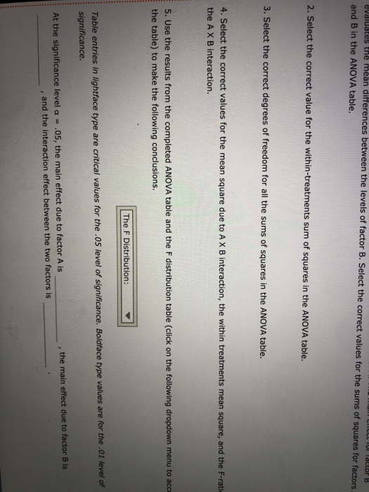 Solved Two factor Analysis Of Variance Emphasis On Chegg