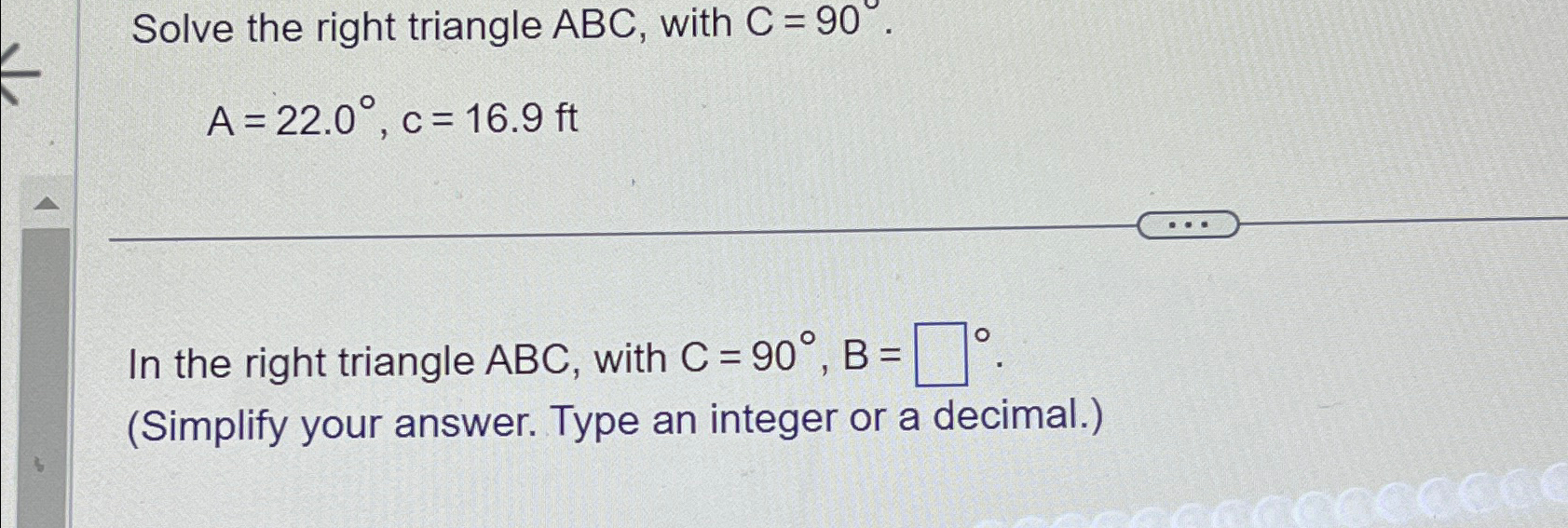Solved Solve the right triangle ABC, with | Chegg.com
