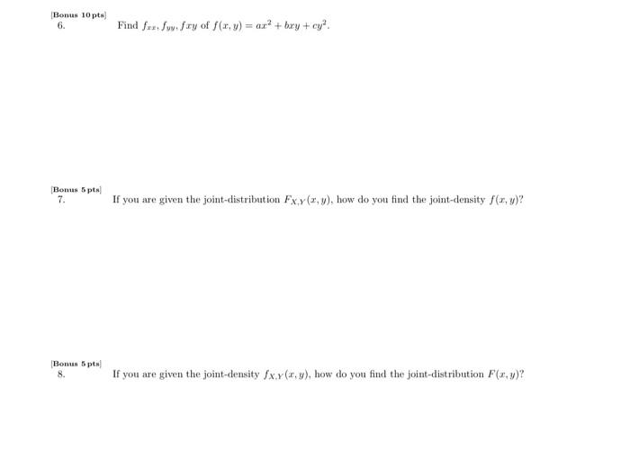 Solved Bonus 10 pts) 6. Find for Sw.fory of f(x,y) = ax + | Chegg.com Solved Bonus 10 pts) 6. Find for Sw.fory of f(x,y) = ax + | Chegg.com
