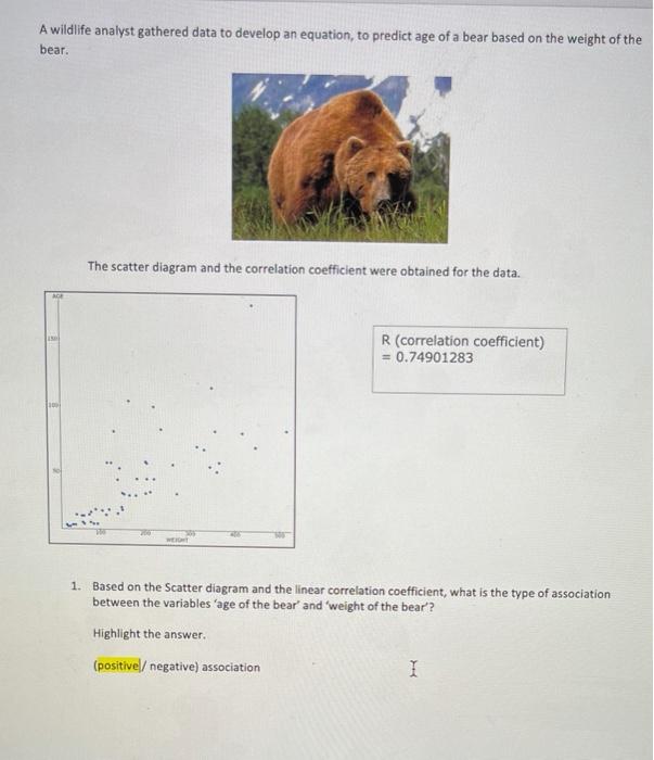 Solved A wildlife analyst gathered data to develop an | Chegg.com