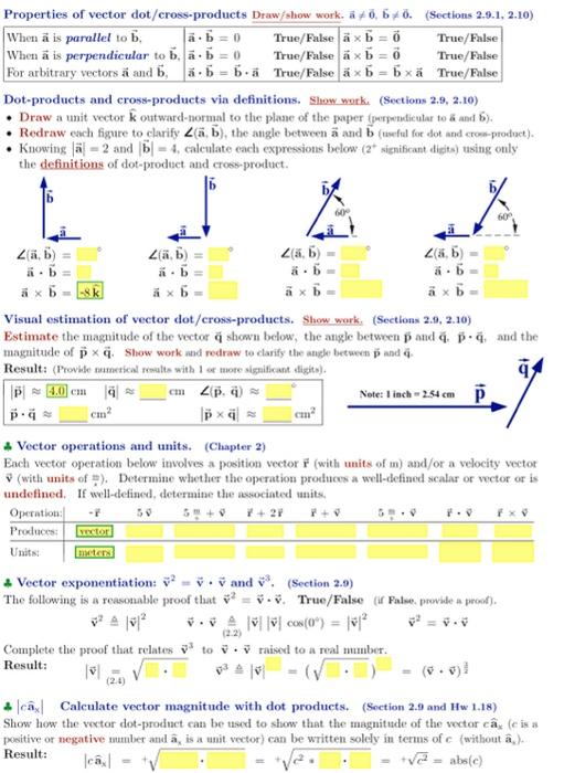 Solved Properties of vector dot/cross-products Drawshow | Chegg.com