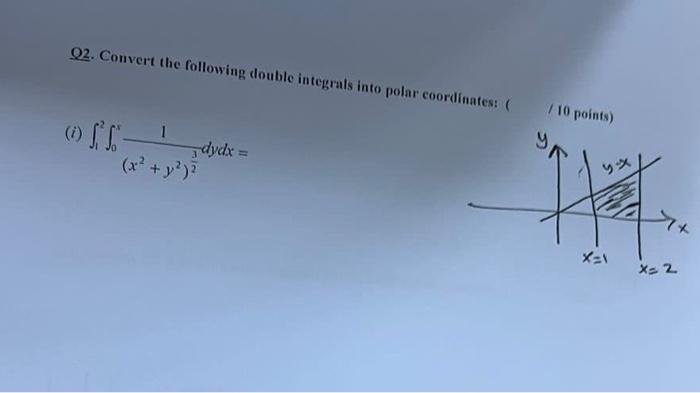 Solved Q2. Convert the following double integrals into polar | Chegg.com