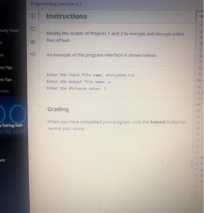 Solved Programming Exercise 43 Instructions de tudy Tools | Chegg.com