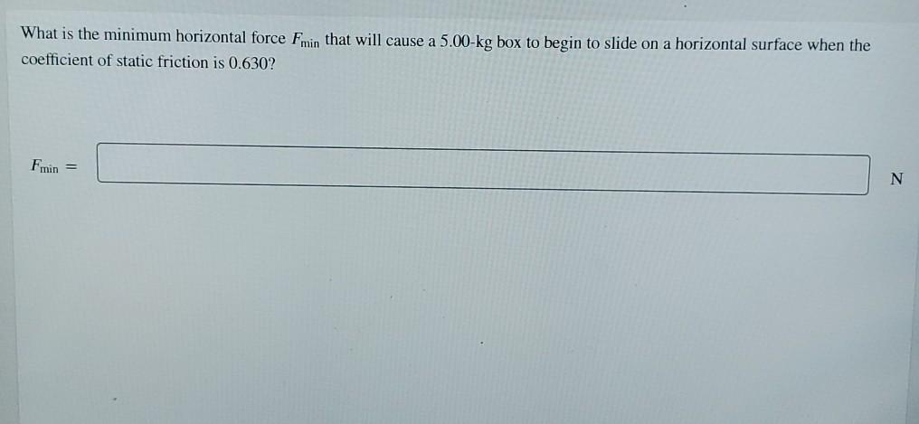 Solved What is the minimum horizontal force Fmin that will | Chegg.com