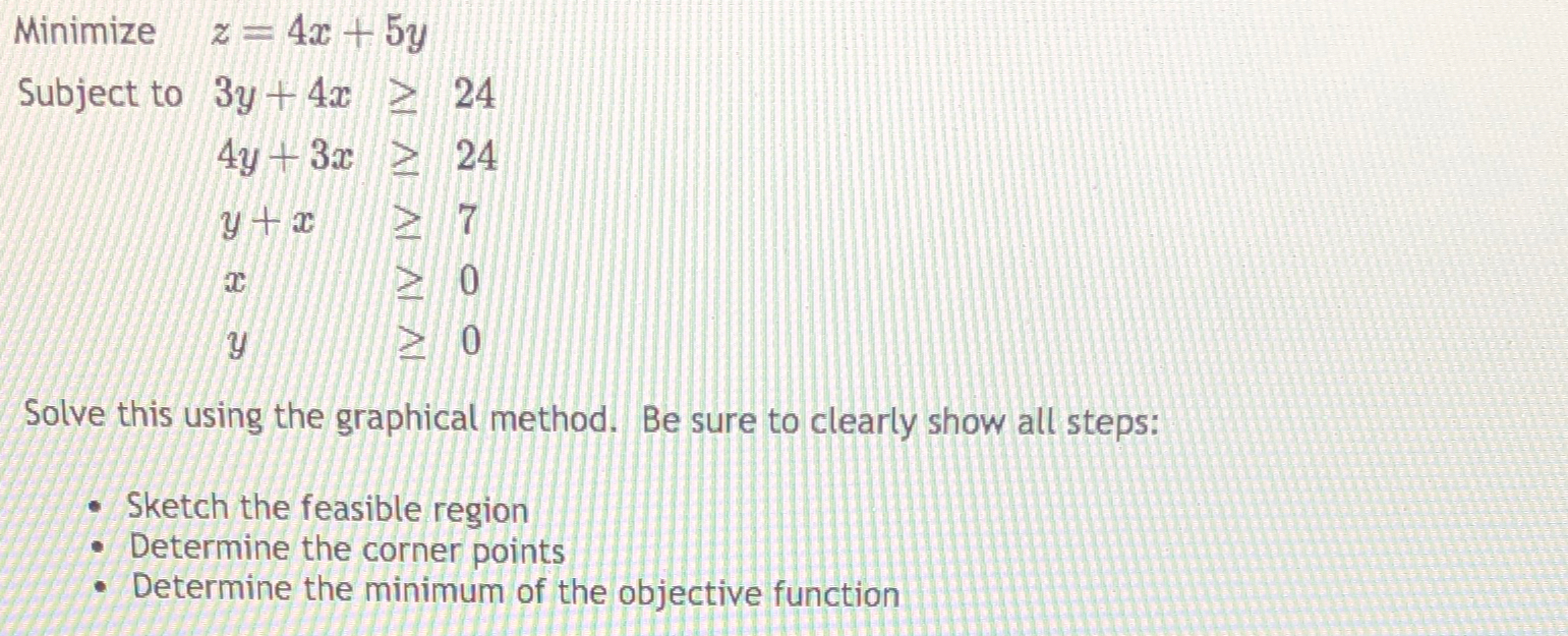 Solved Minimize z=4x+5y ﻿Subject | Chegg.com