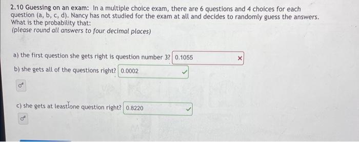 Solved 2.10 Guessing on an exam: In a multiple choice exam, | Chegg.com