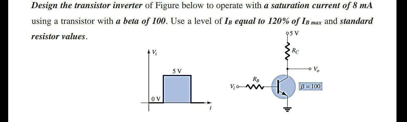Solved Design the transistor inverter of Figure below to | Chegg.com