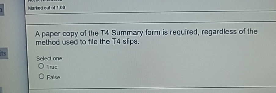 Solved A paper copy of the T4 ﻿Summary form is required, | Chegg.com