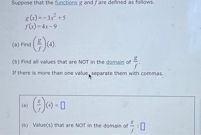 Solved Suppose that the functions g and fare defined as | Chegg.com