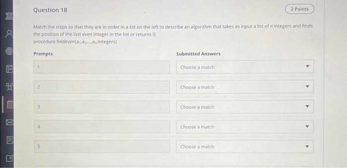 Solved Match the steps so that they are in order in a list | Chegg.com