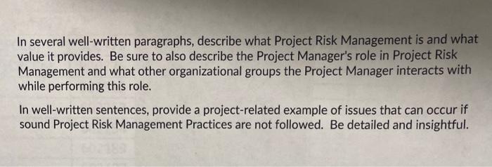 Solved In several well-written paragraphs, describe what | Chegg.com