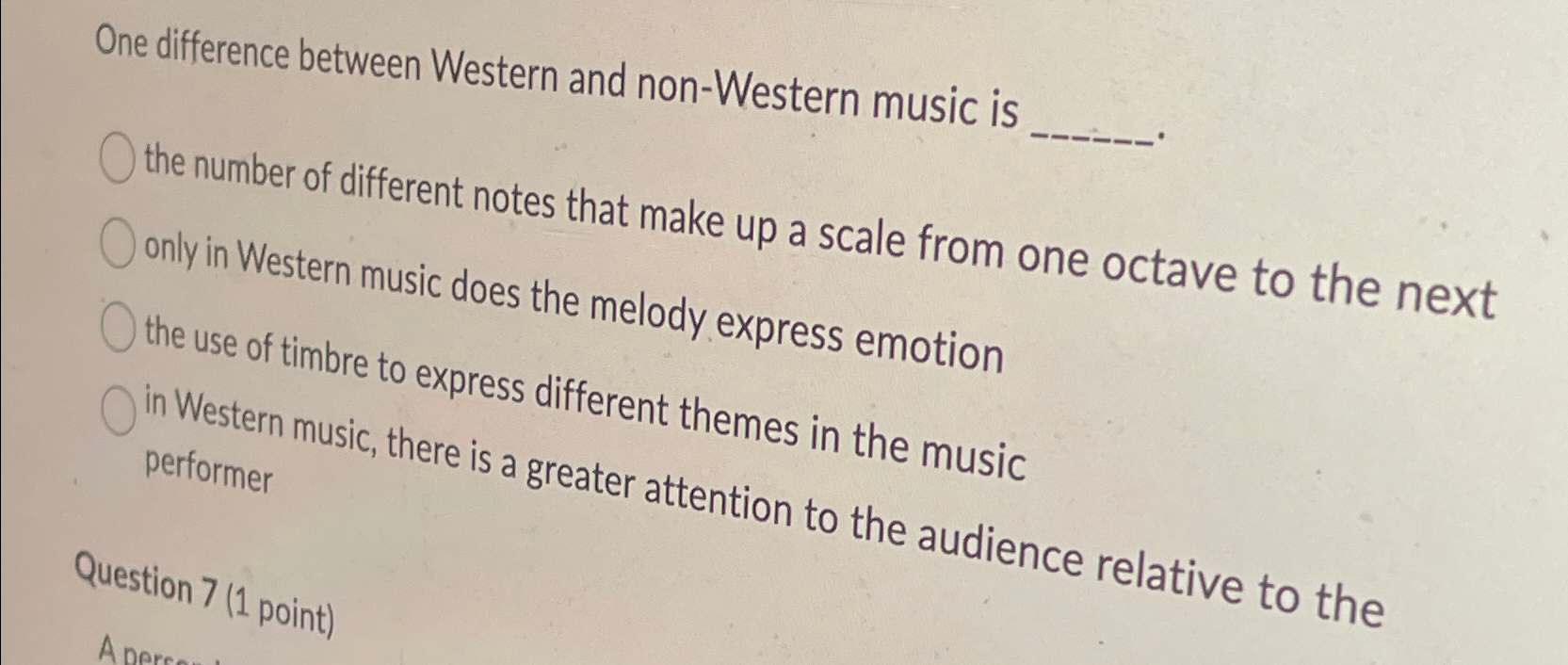 Solved One difference between Western and non-Western music | Chegg.com