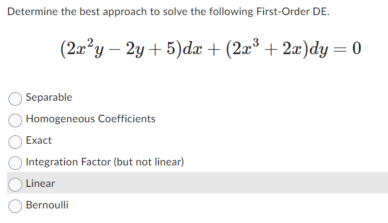 Solved Determine the best approach to solve the following | Chegg.com