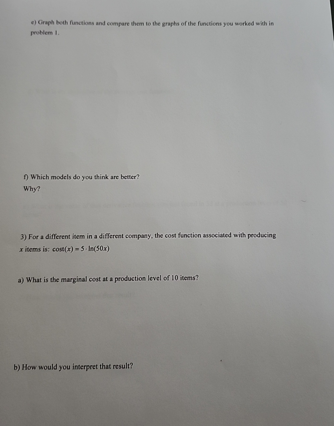 Solved e) ﻿Graph both functions and compare them to the | Chegg.com