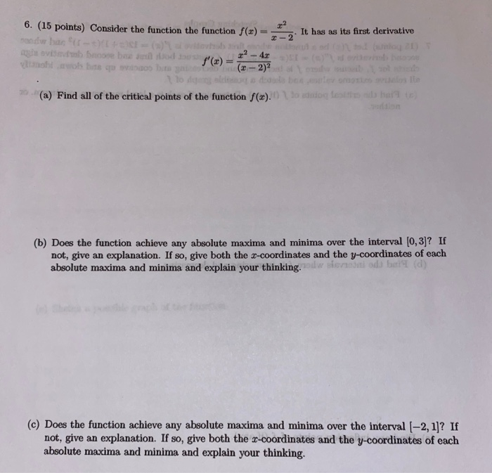 Solved 0. (15 points) Consider the function the function | Chegg.com