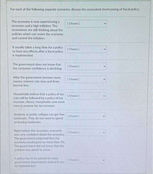 Solved For each of the following separate scenarios, discuss | Chegg.com