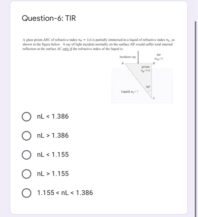 Solved Total Internal Reflection Question-5: TIR A parallel | Chegg.com