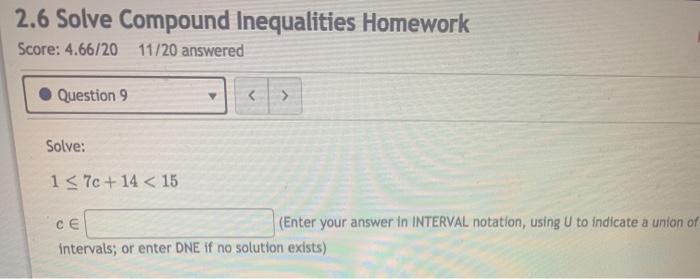 Solved 2.6 Solve Compound Inequalities Homework Score: | Chegg.com