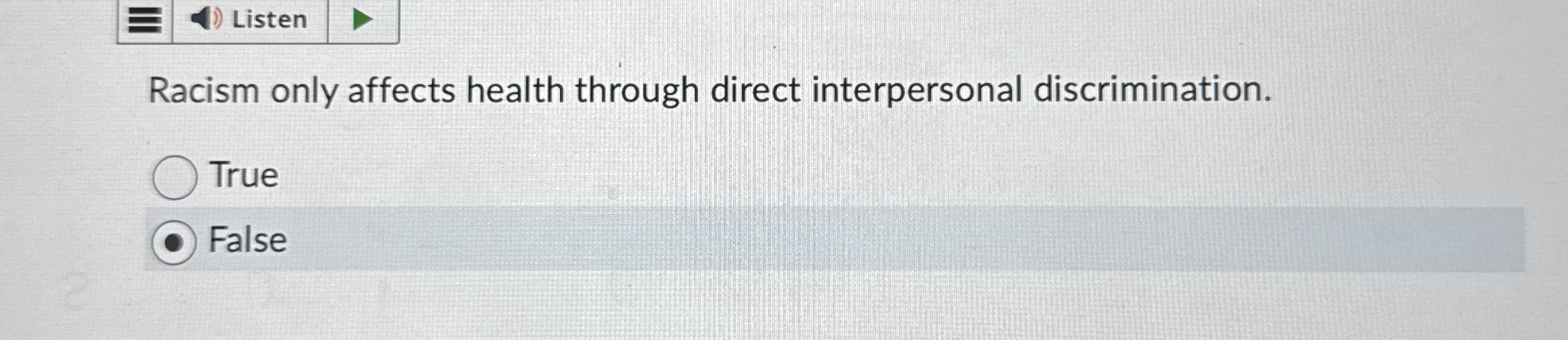 Solved Racism only affects health through direct | Chegg.com