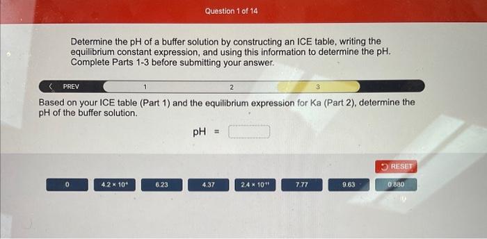 Solved Determine the pH of a buffer solution by constructing | Chegg.com
