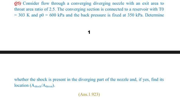 Solved Q5) Consider flow through a converging diverging | Chegg.com