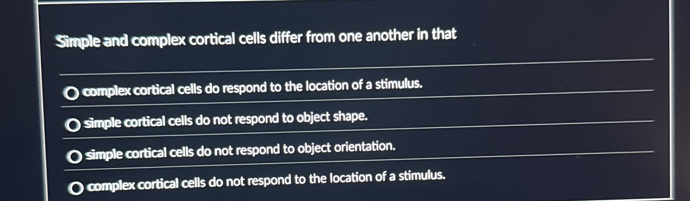 Simple and complex cortical cells differ from one | Chegg.com