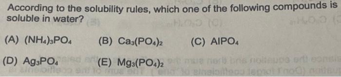 Solved According to the solubility rules, which one of the | Chegg.com