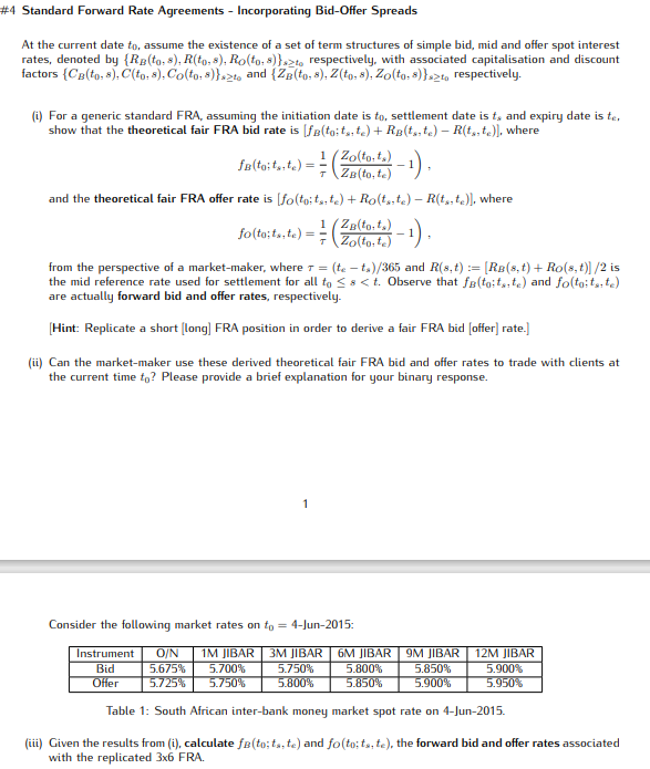 Solved #4 ﻿Standard Forward Rate Agreements - ﻿Incorporating | Chegg.com