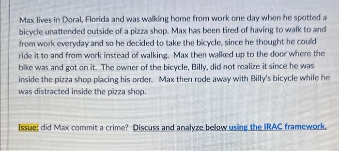 Solved Max lives in Doral, Florida and was walking home from | Chegg.com