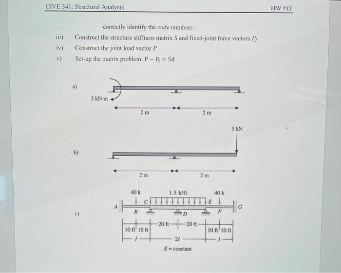 Solved Problem 1: Matrix Analysis of Continuous Beam Analyze | Chegg.com