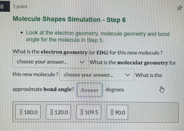 Molecule ShapesMolecule Shapes Simulation - Step 1 In | Chegg.com