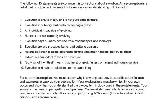 Solved The following 10 statements are common misconceptions | Chegg.com