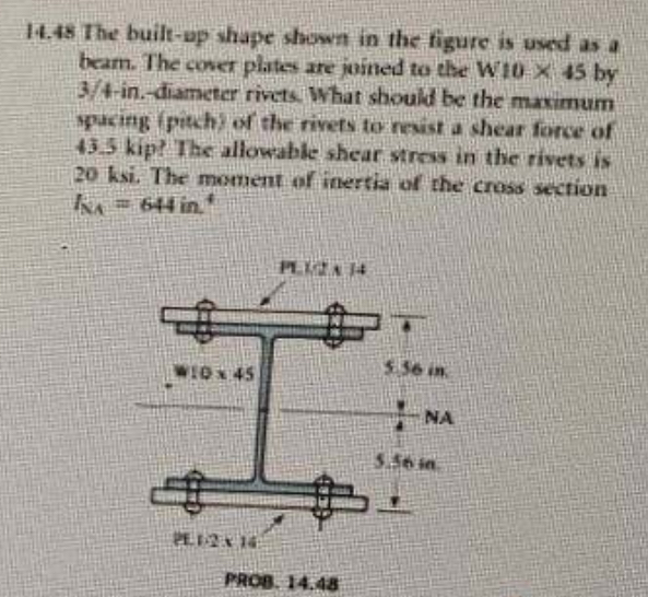 Solved 14.48 ﻿The built-up shape shown in the figure is uned | Chegg.com