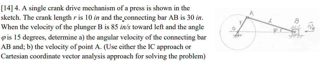 Solved [14] 4. ﻿A single crank drive mechanism of a press is | Chegg.com