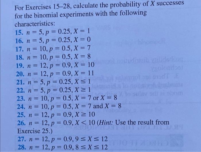 Solved For Exercises 15−28, calculate the probability of X | Chegg.com