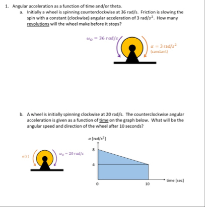 Solved Angular acceleration as a function of time and/or | Chegg.com