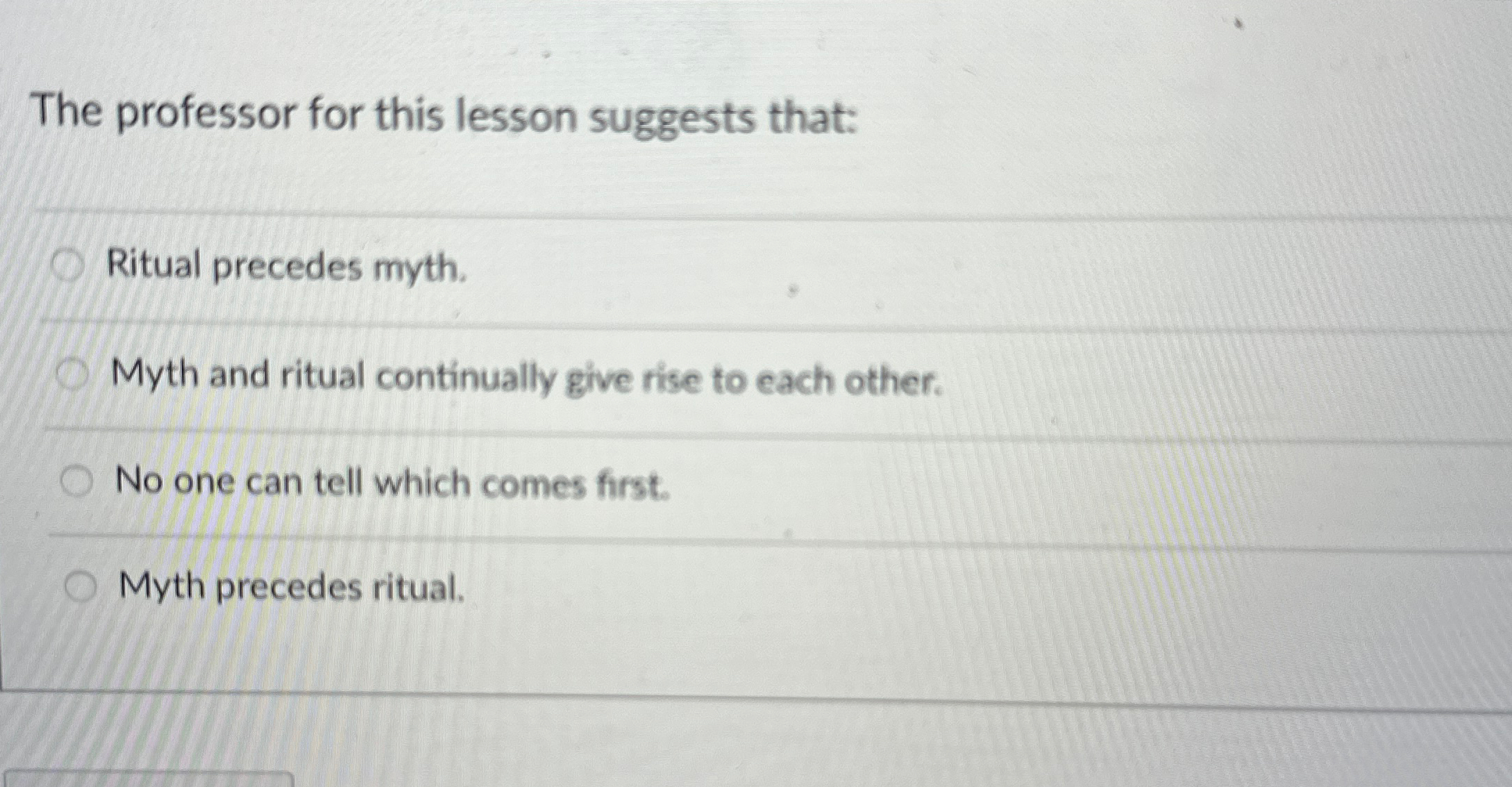 Solved The professor for this lesson suggests that:Ritual | Chegg.com