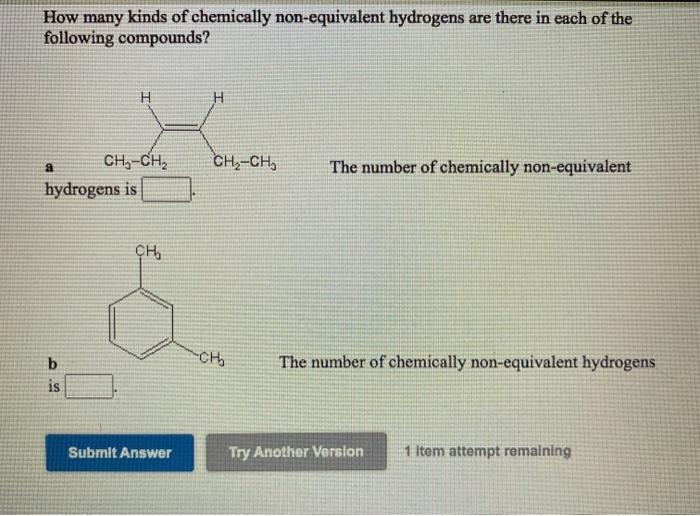 Solved How many kinds of chemically non-equivalent hydrogens | Chegg.com