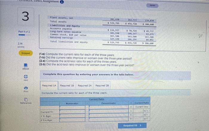 Solved 3 Part 1 of 2 214 points Skipped eBook Hint Print | Chegg.com