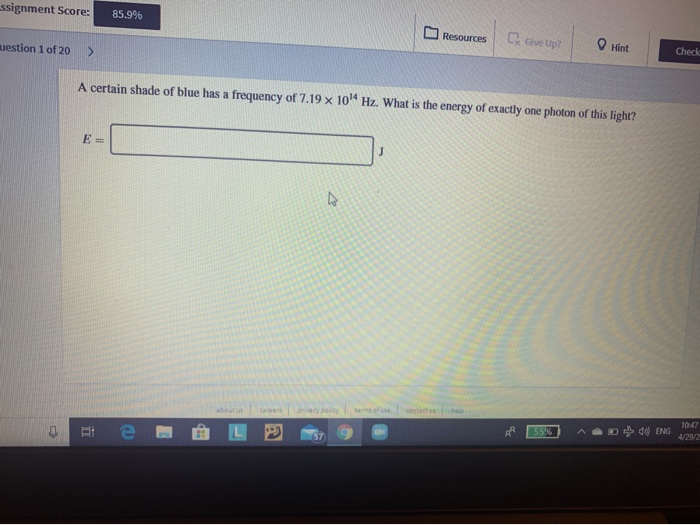 Solved ssignment Score: 85.9% Resources G Give Up? uestion 1 | Chegg.com