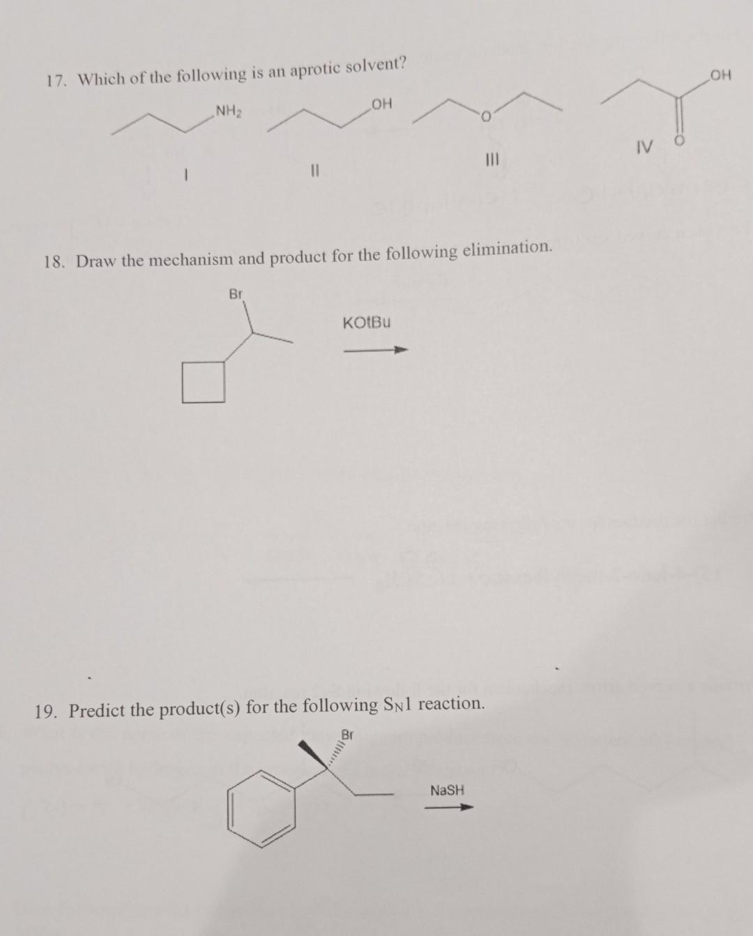 Solved 17. Which of the following is an aprotic solvent? II | Chegg.com
