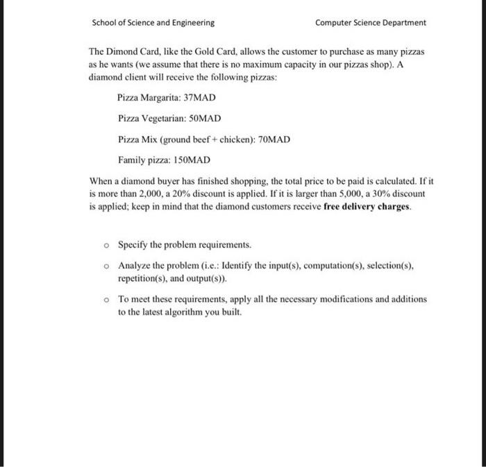 Solved School of Science and Engineering Computer Science | Chegg.com