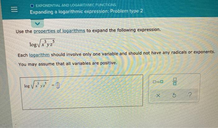 Solved O EXPONENTIAL AND LOGARITHMIC FUNCTIONS Expanding a | Chegg.com