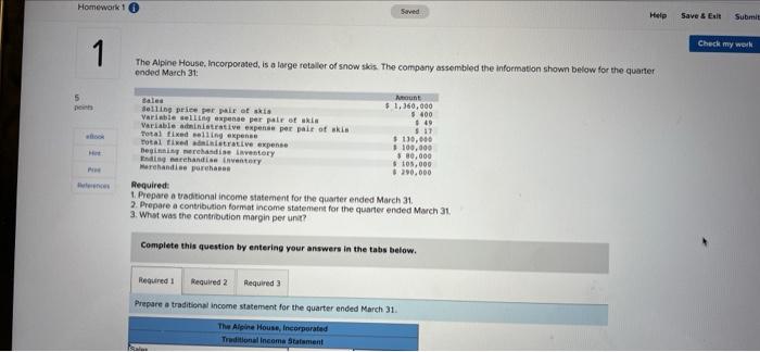Solved Homework 1 Saved Help Save & Exit Submit Check my | Chegg.com
