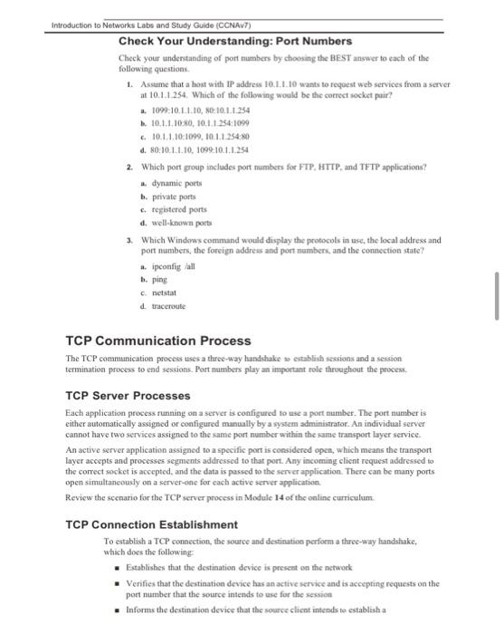 Module 14 Study Guide Transportation of Data The | Chegg.com