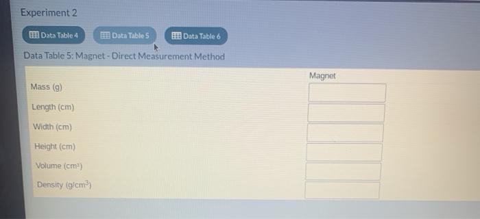 Part 2: Volume and Density Measurements (Solid) 11 | Chegg.com