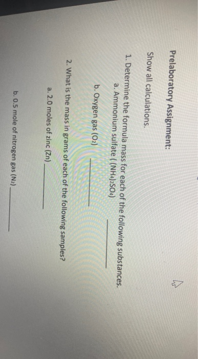 Solved Prelaboratory Assignment: A Show all calculations. 1. | Chegg.com