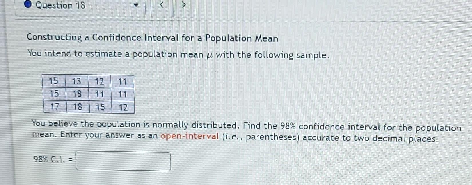 Solved Constructing a Confidence Interval for a Population | Chegg.com