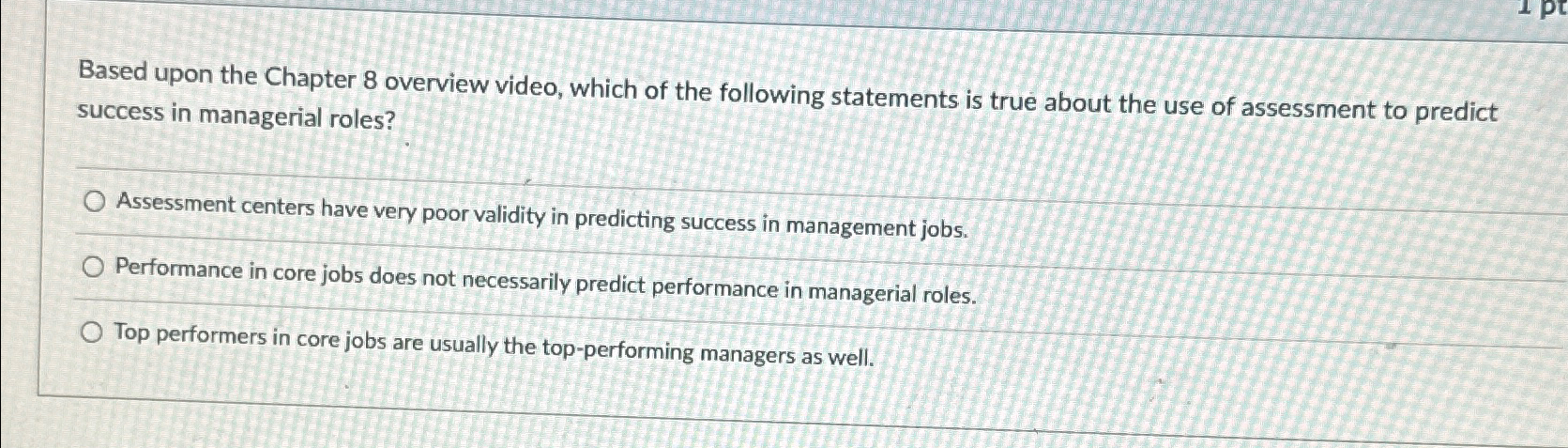 Solved Based upon the Chapter 8 ﻿overview video, which of | Chegg.com